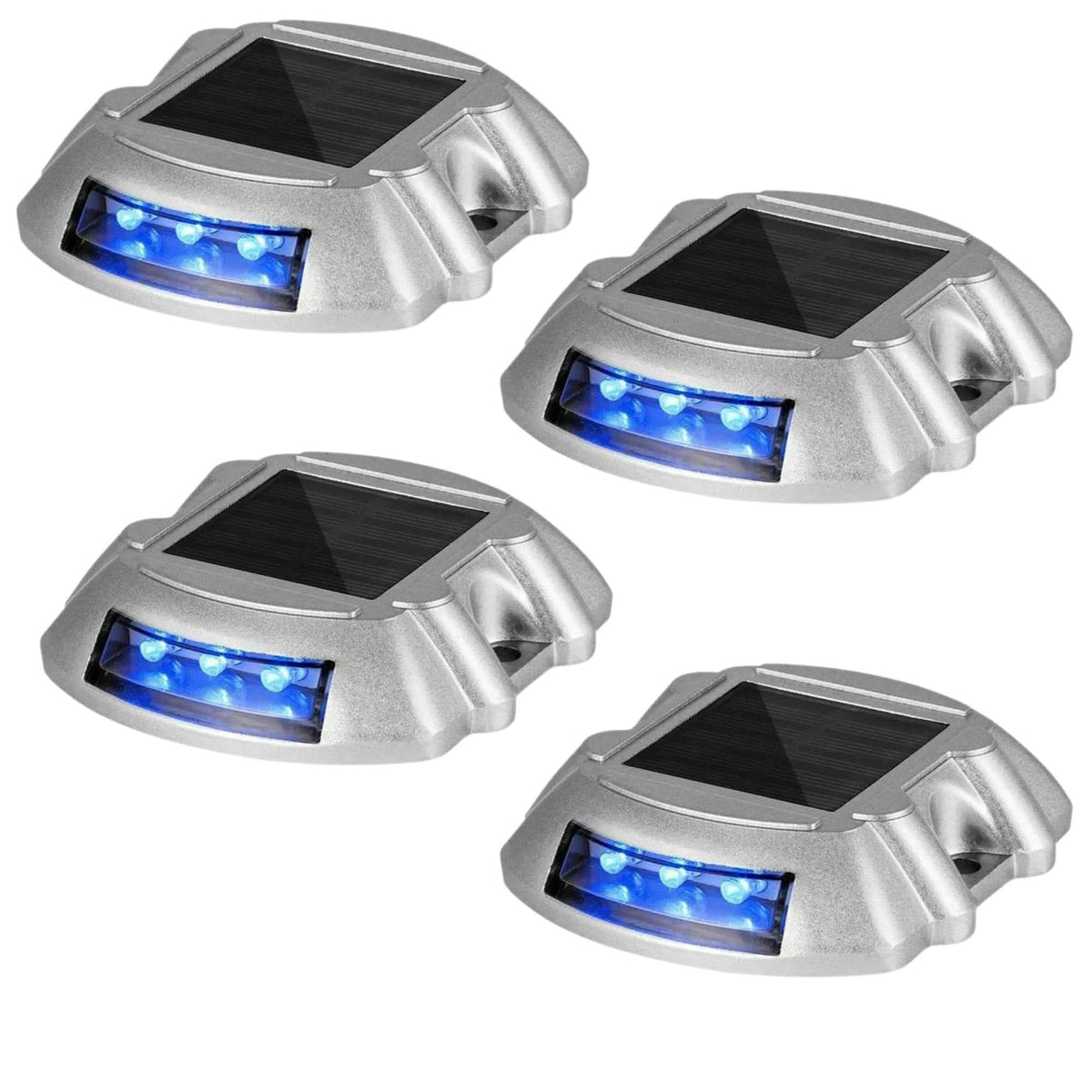 [4 Pack] Solar Deck Lights Blue Color Waterproof 6 LED Driveway Safety ...