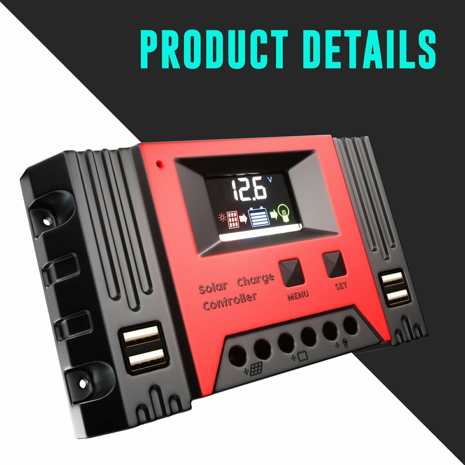 12v & 24V 40A Solar Panel Battery Regulator Charge Controller with 4 U ...