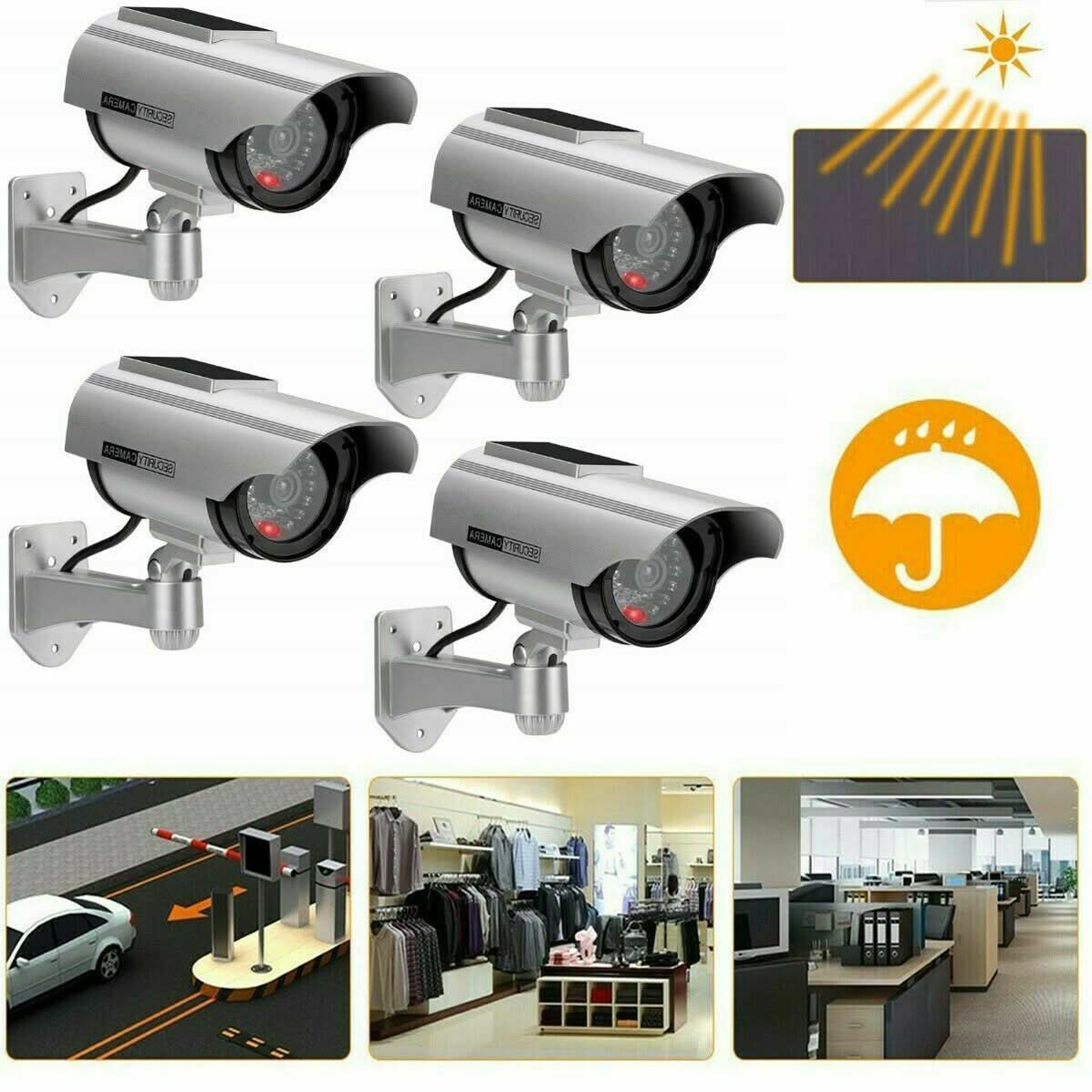 4 Pack | Solar Power Dummy Fake Security Camera Outdoor Blinking LED L ...