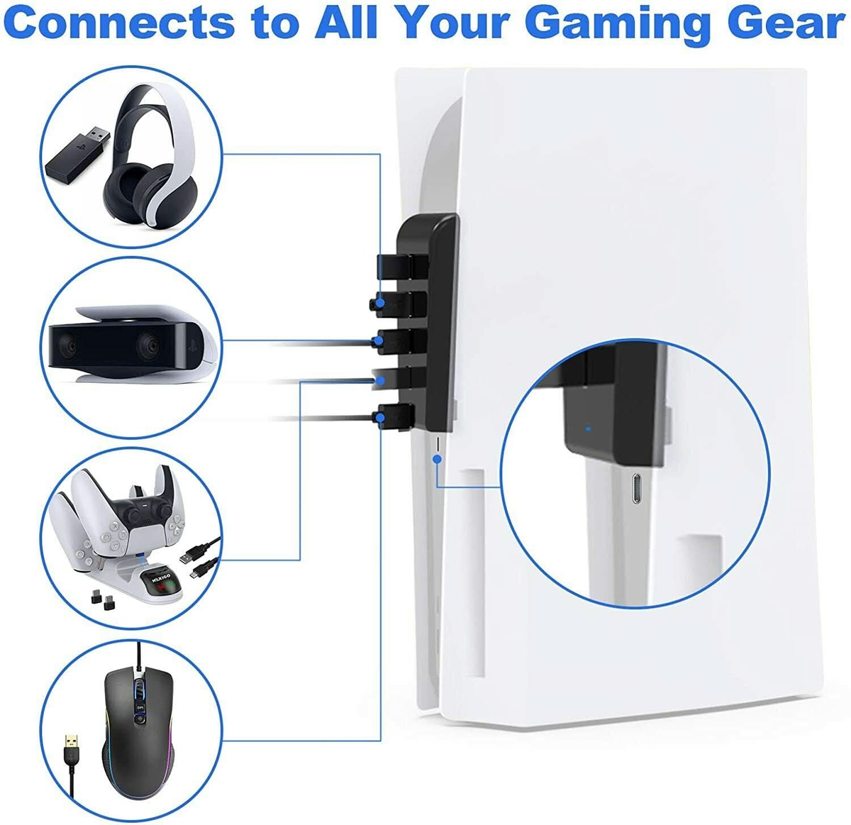 4 Ports Hub USB Adapter Connector Extender High Speed For Sony PlaySta ...