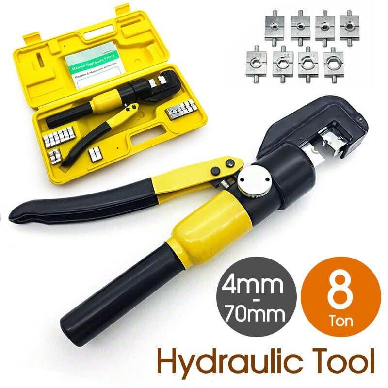 8 Ton Hydraulic Terminal Crimper Cable Wire Force Tool Kit 9 Die 4mm ...