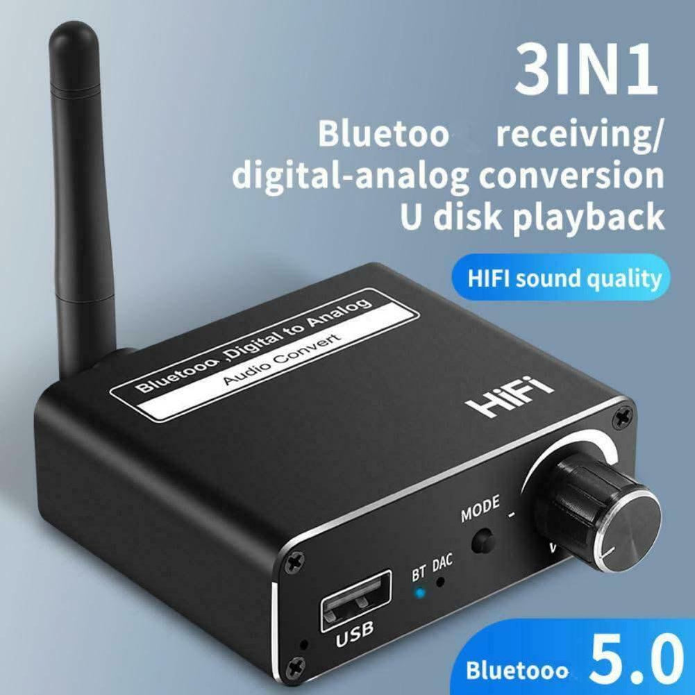 Coaxial Fiber Optic Bluetooth 5.0 Receiver Digital to Analog Audio Con ...