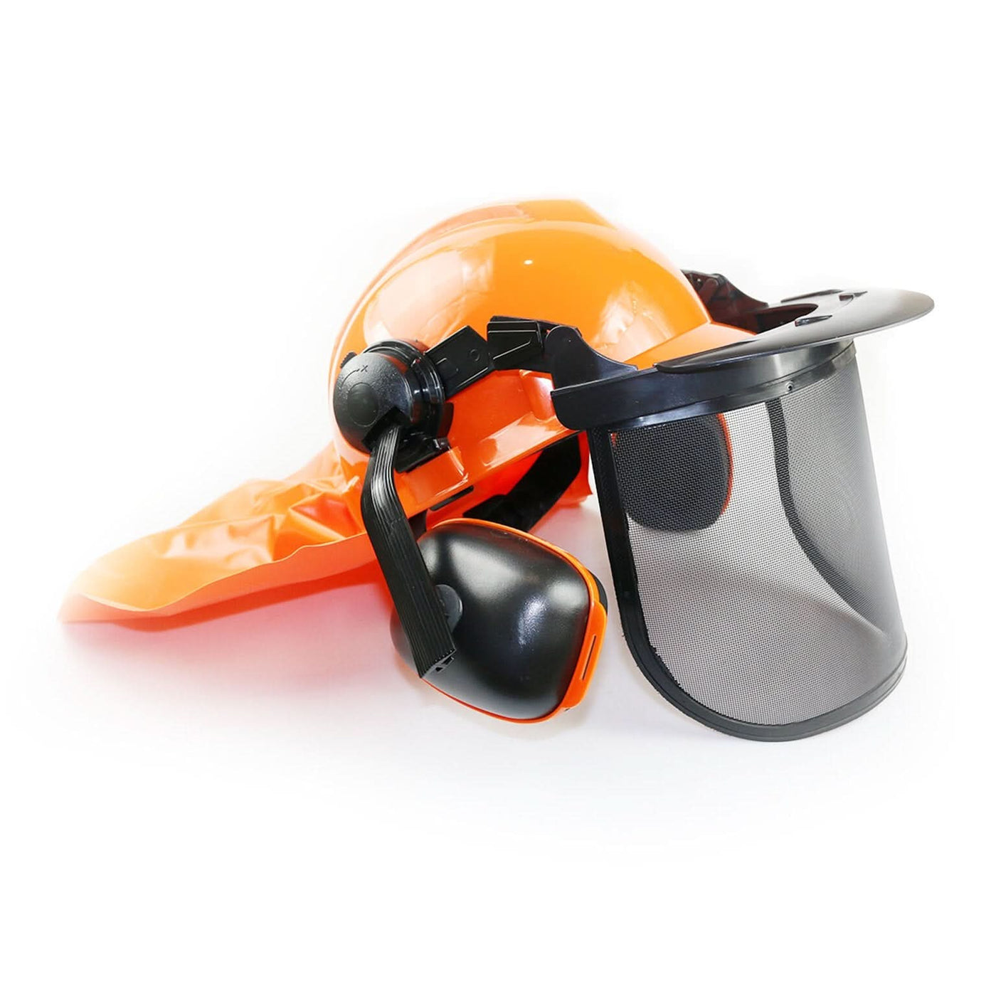 Complete Safety Helmet Visor Ear Muffs Neck Flap Chainsaw Brush Cutter ...