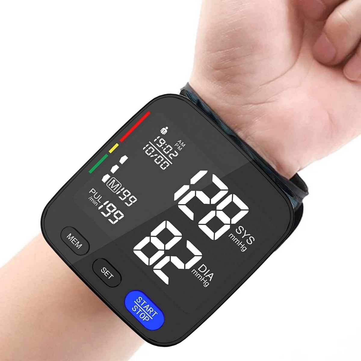 Digital Wrist Blood Pressure Monitor BP Machine Large Cuff Auto Wirele ...