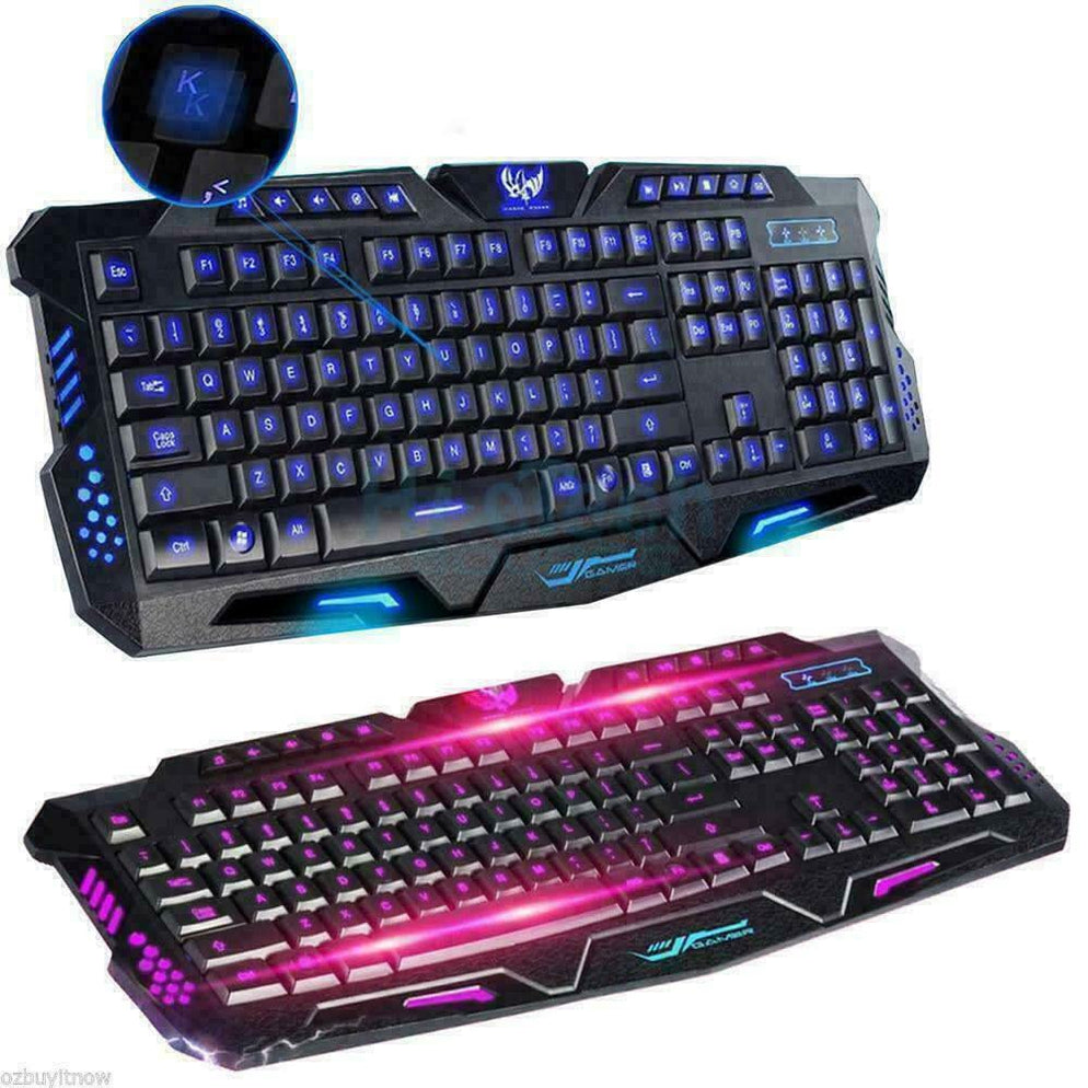 USB Gaming Keyboards LED Backlit 3 Colors Backlight Illuminated ...