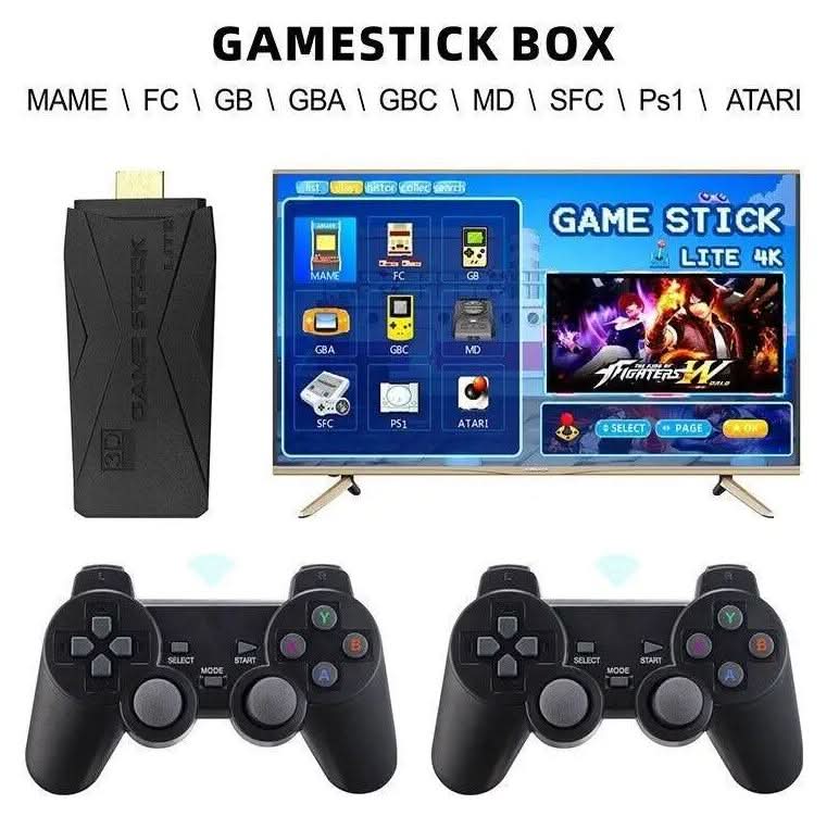 X2 Plus Upgraded Game Stick Retro Console Double Wireless Controller 4 ...